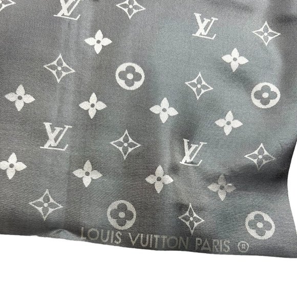 Louis Vuitton | Accessories | Louis Vuitton Gray Lv Logo 0 Silk Scarf ...